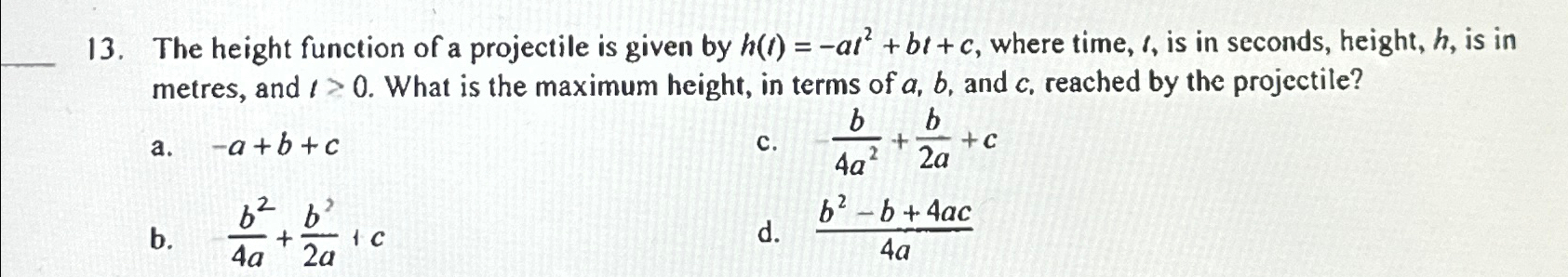 Solved The height function of a projectile is given by | Chegg.com