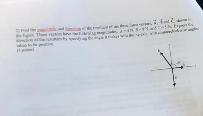 Solved 2) Find the magnitude and direction of the resultant | Chegg.com
