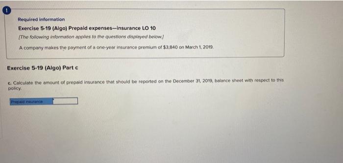 Solved Required information Exercise 5-19 (Algo) Prepaid | Chegg.com