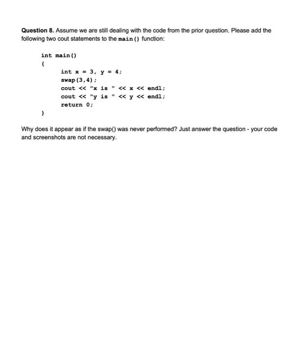 Solved Question 8. Assume we are still dealing with the code | Chegg.com