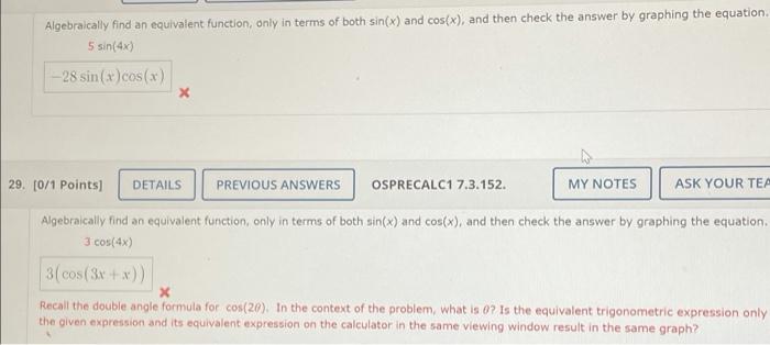 Solved Algebraically find an equivalent function, only in | Chegg.com
