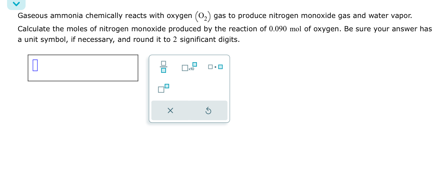Gaseous ammonia chemically reacts with oxygen (O2) | Chegg.com