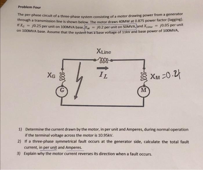 Solved Problem Four The per-phase circuit of a three-phase | Chegg.com