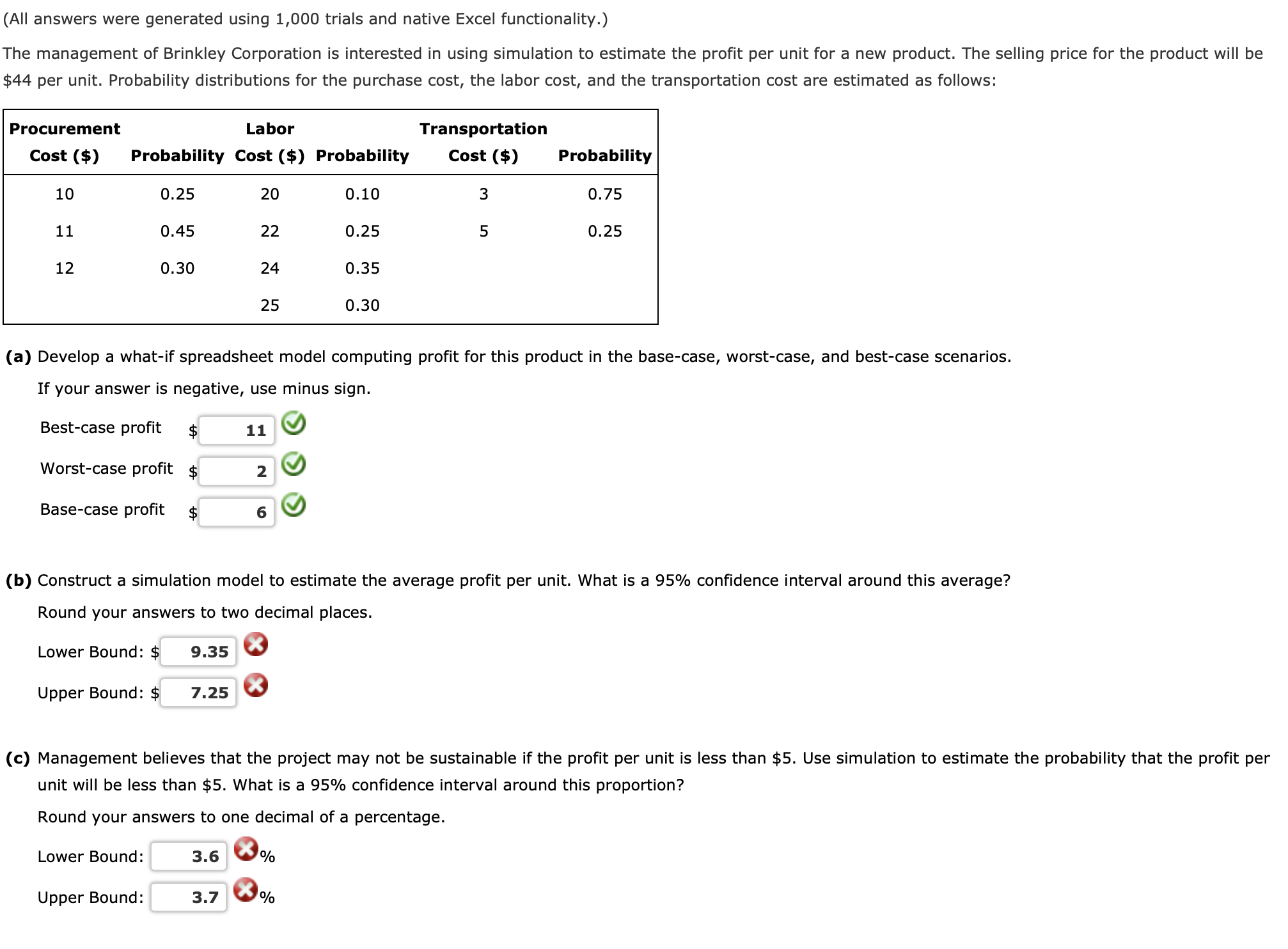Solved (All answers were generated using 1,000 ﻿trials and | Chegg.com