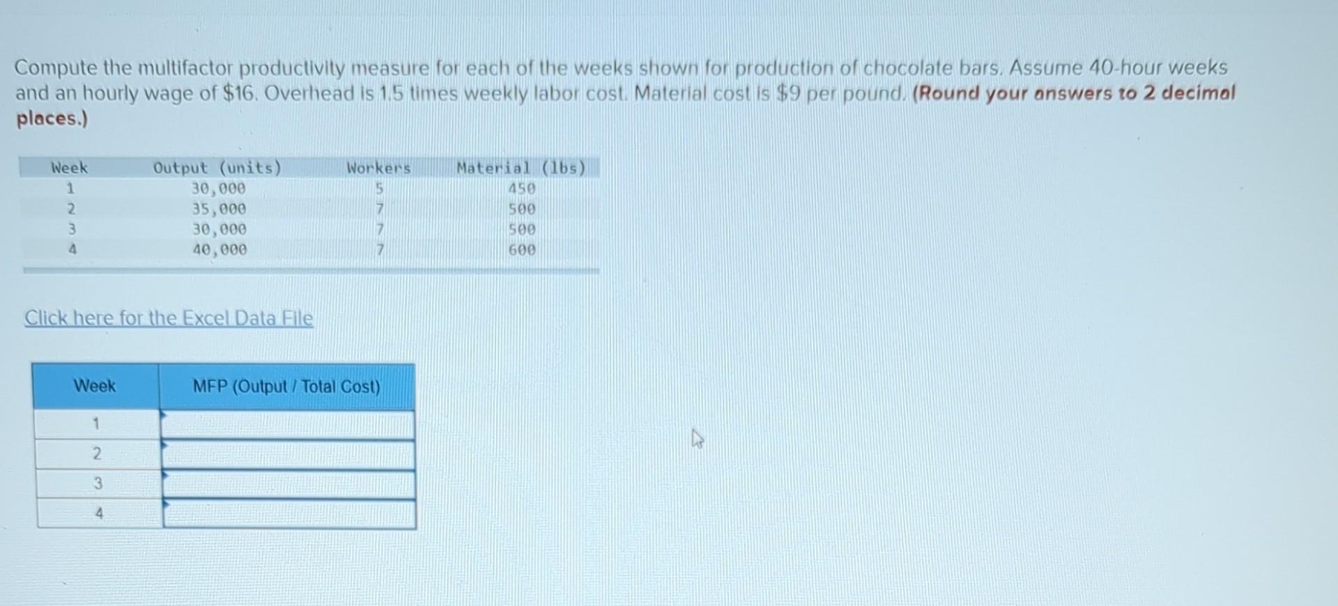 Solved Compute The Multifactor Productivity Measure For Each