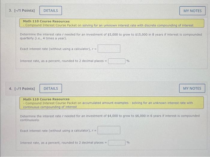 Solved Math 110 Course Resources - Compound Interest Course | Chegg.com