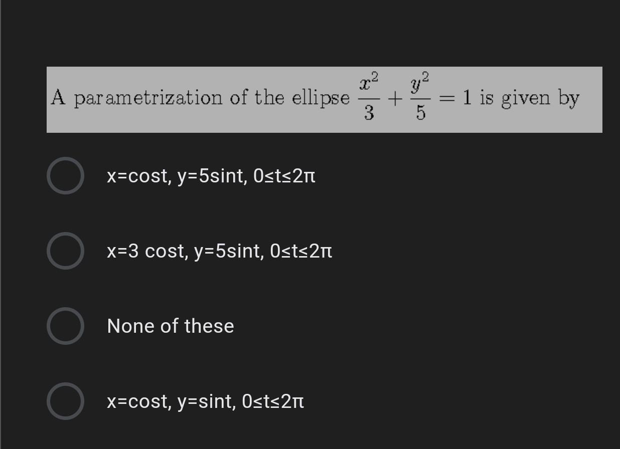 Solved A parametrization of the ellipse ya + 1 is given by 3 | Chegg.com