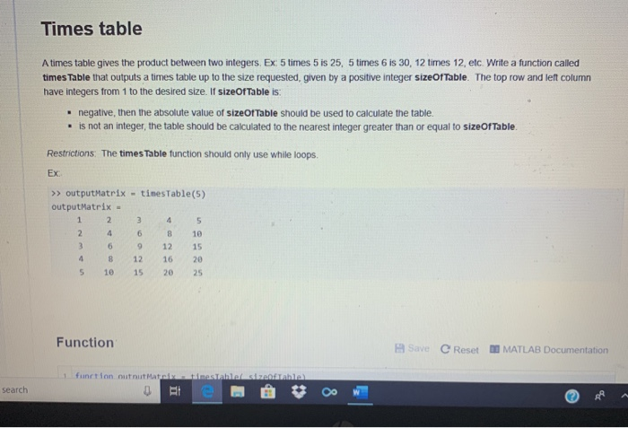 Solved Times table A times table gives the product between | Chegg.com