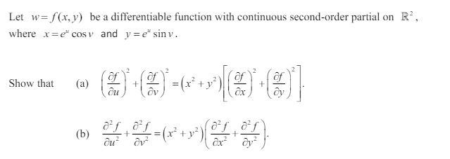 Solved Let w=f(x,y) ﻿be a differentiable function with | Chegg.com