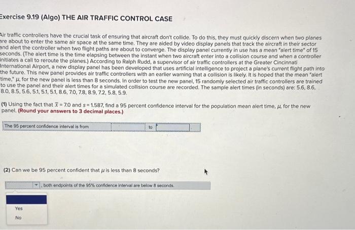 Solved Exercise 9.19 (Algo) THE AIR TRAFFIC CONTROL CASE Air | Chegg.com