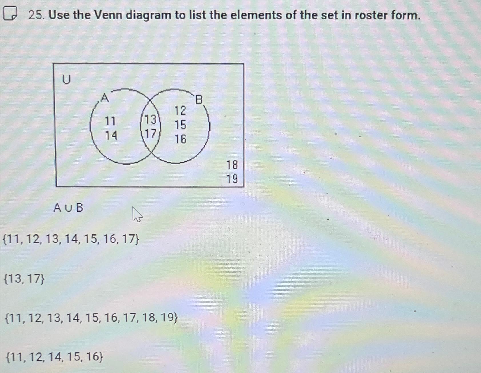 Solved Use the Venn diagram to list the elements of the set | Chegg.com