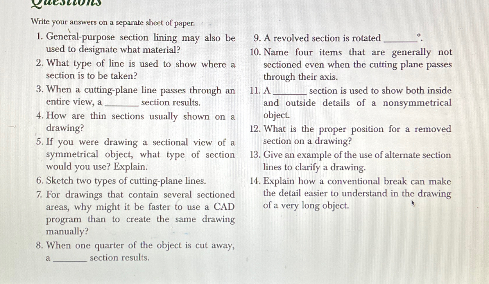 Solved Write your answers on a separate sheet of | Chegg.com