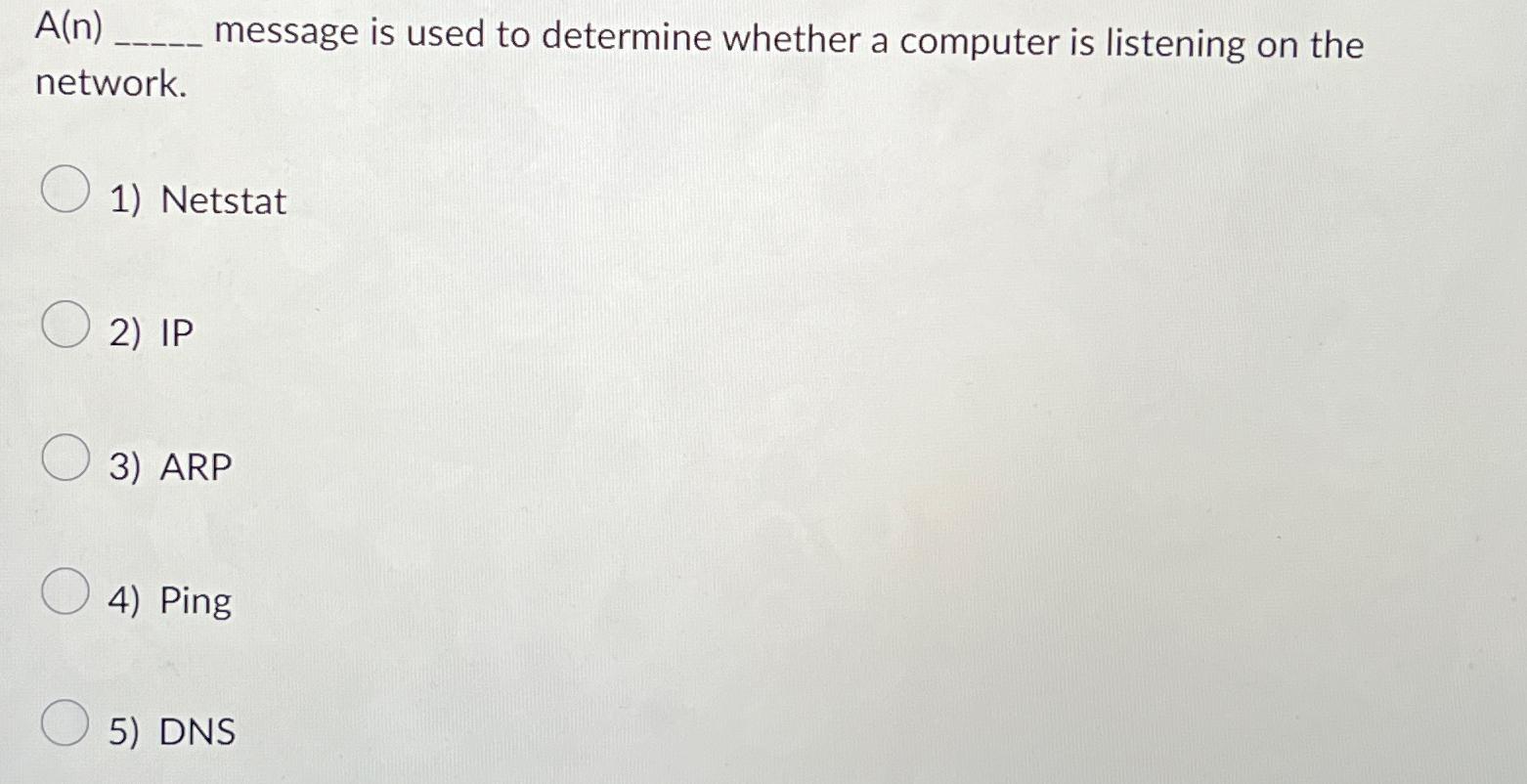 Solved A(n) ﻿message is used to determine whether a computer | Chegg.com