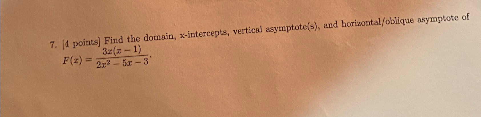 Solved [4 ﻿points] ﻿Find the domain, x-intercepts, vertical | Chegg.com