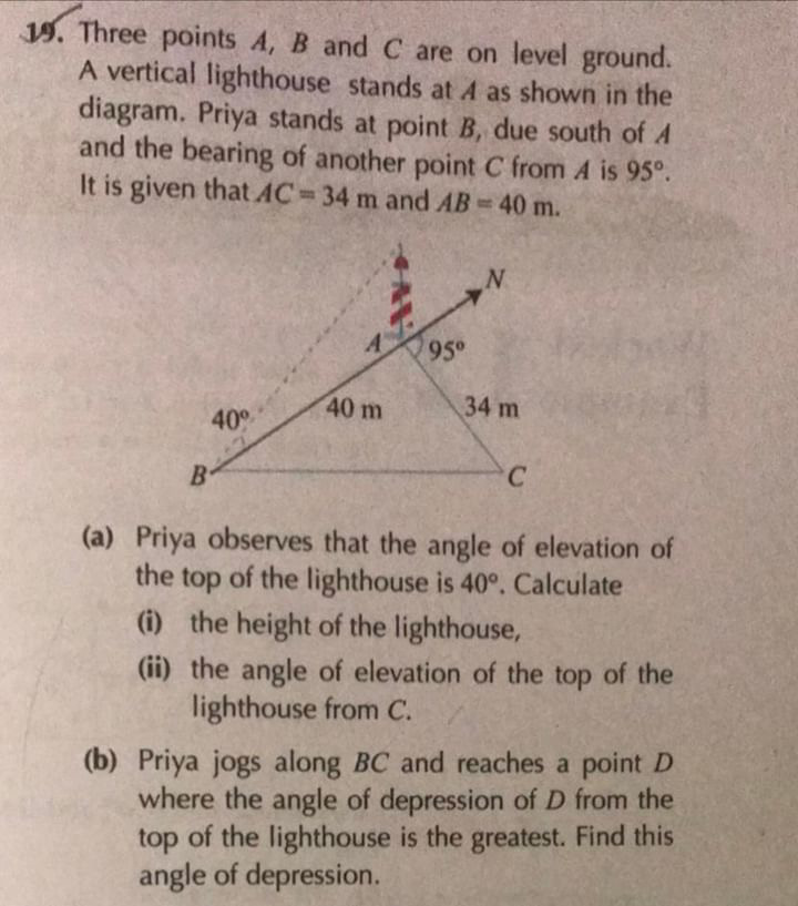 Solved Three points A,B ﻿and C ﻿are on level ground.A | Chegg.com