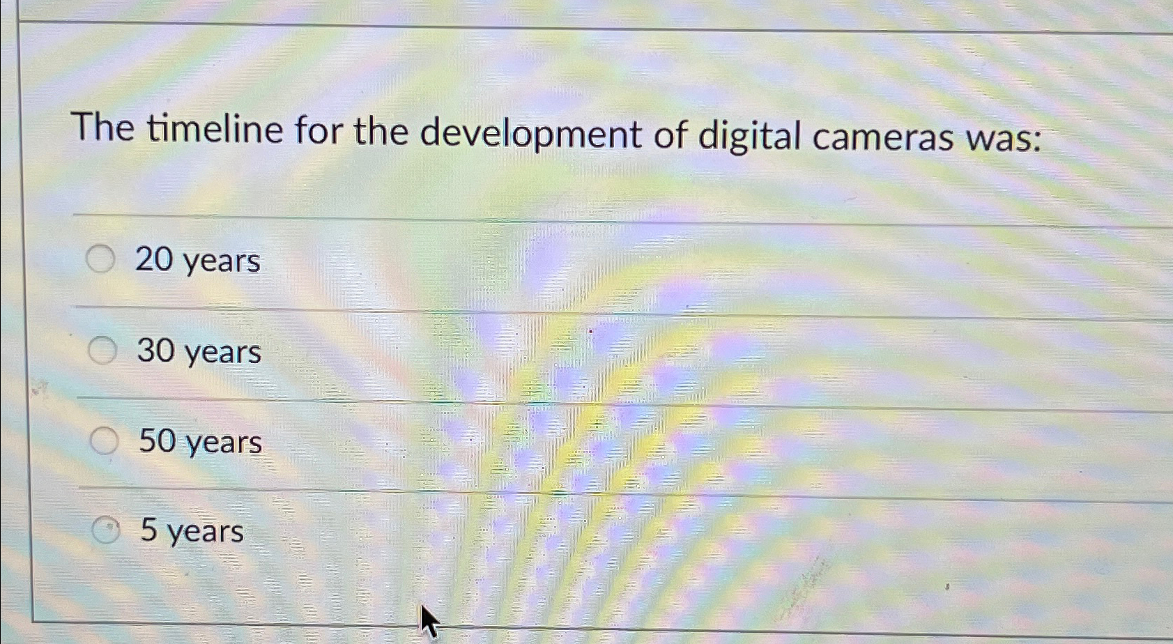Solved The timeline for the development of digital cameras | Chegg.com