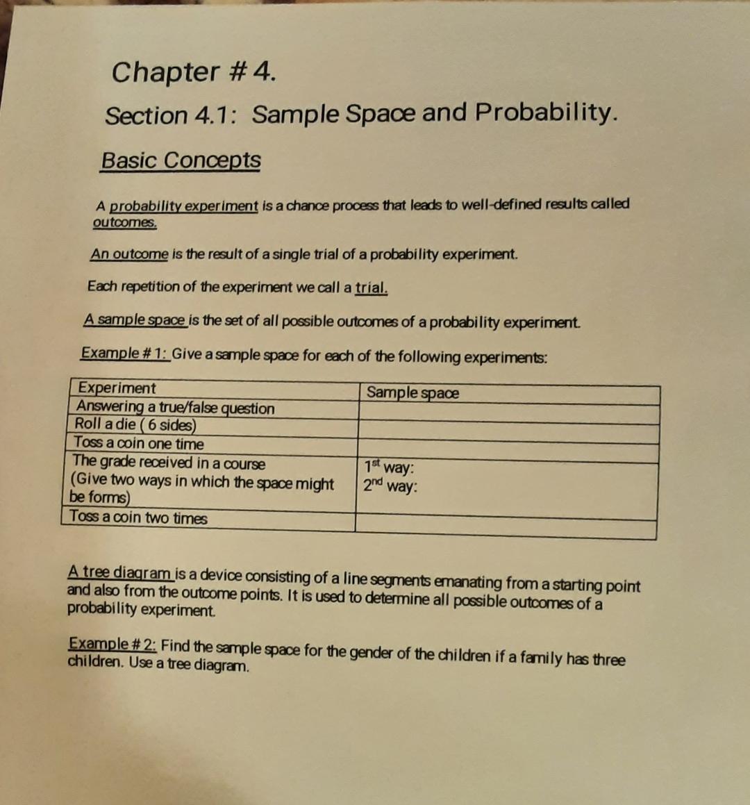 Solved Chapter # 4.Section 4.1: Sample Space and | Chegg.com
