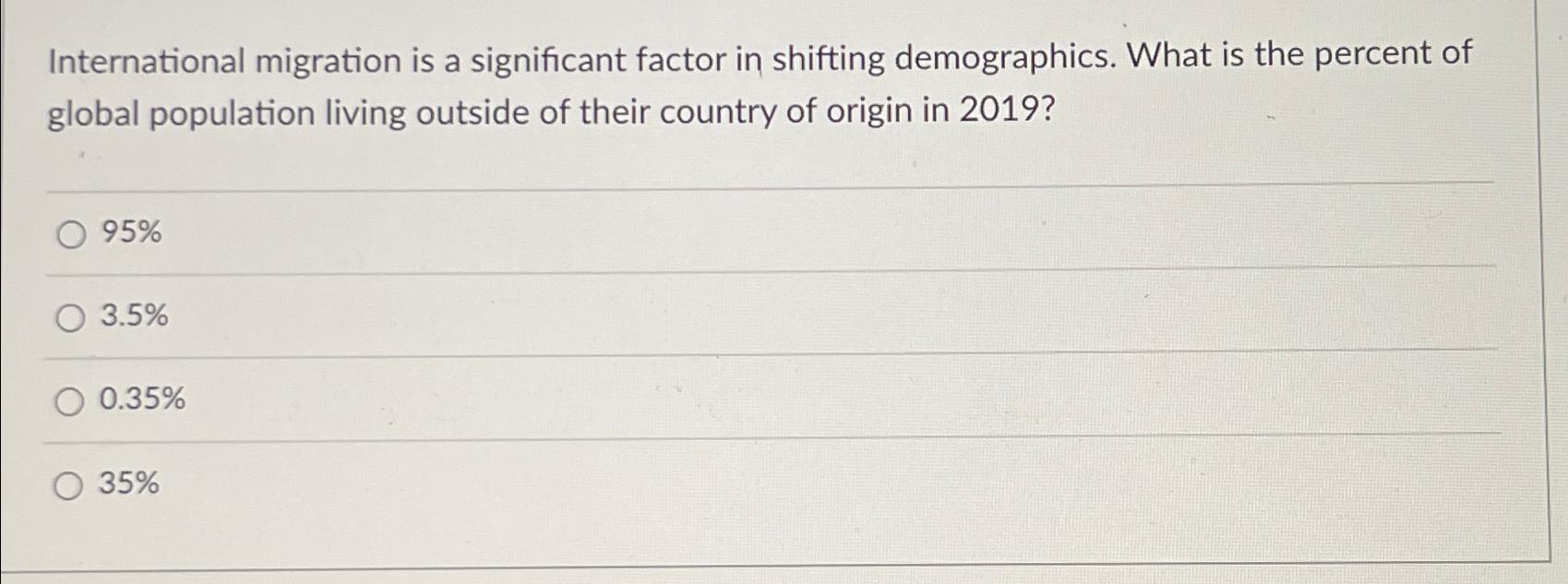Solved International migration is a significant factor in | Chegg.com