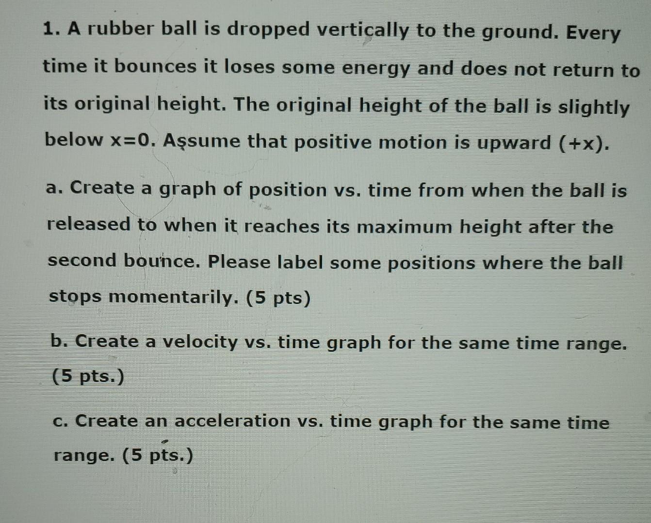 Solved 1. A rubber ball is dropped vertically to the ground. | Chegg.com