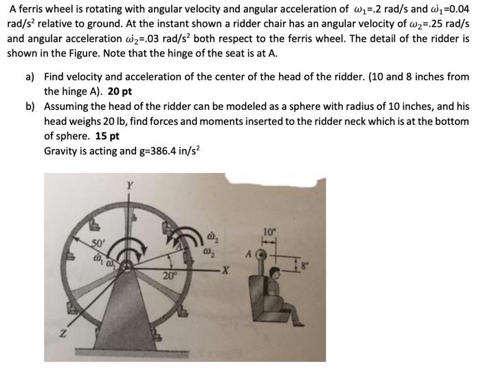 Solved A ferris wheel is rotating with angular velocity and | Chegg.com