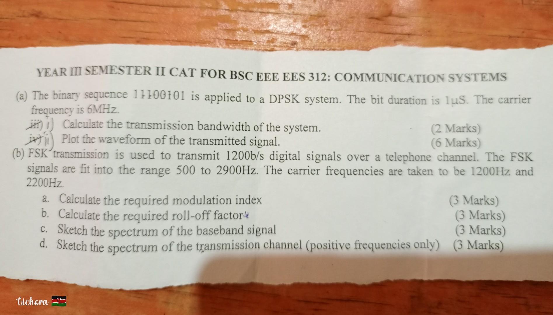 YEAR III SEMESTER II CAT FOR BSC EEE EES 312: | Chegg.com