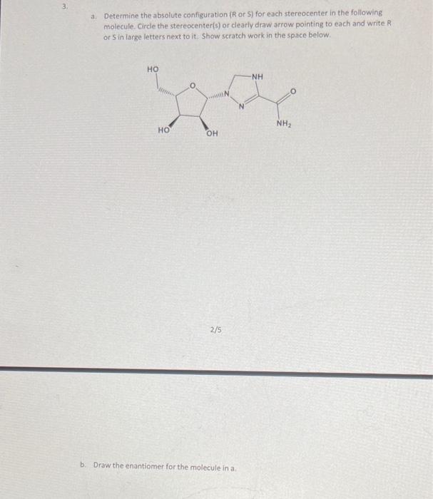 Solved a. Determine the absolute configuration ( R or 5 ) | Chegg.com