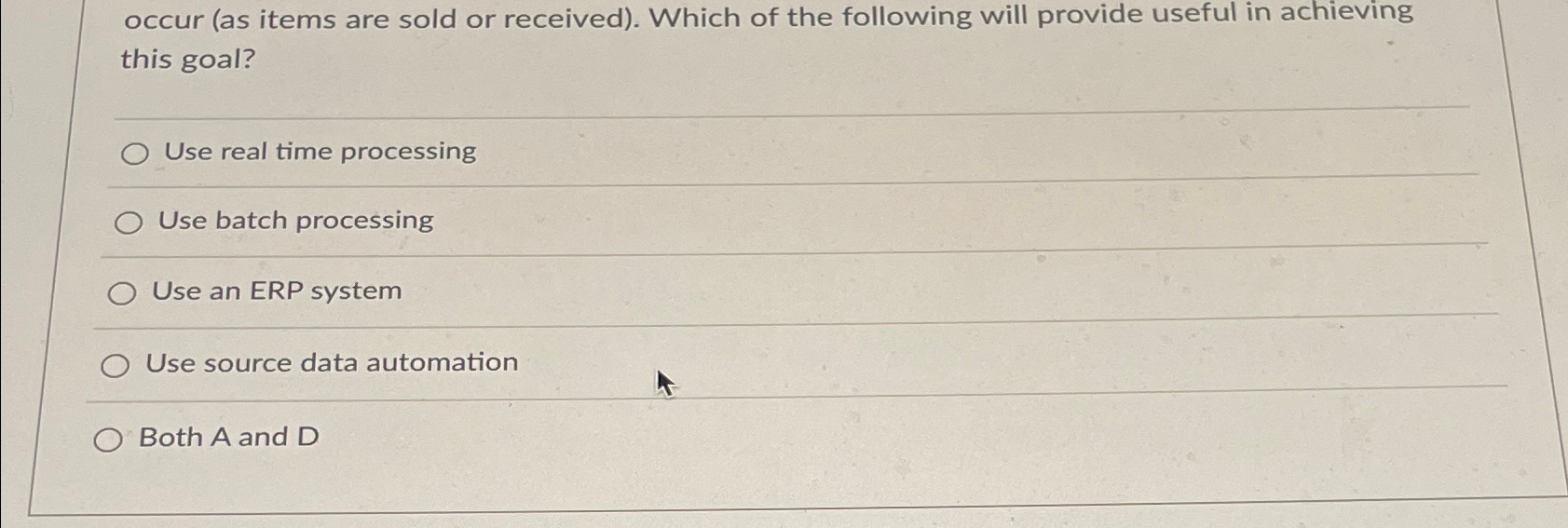 Solved occur (as items are sold or received). ﻿Which of the | Chegg.com
