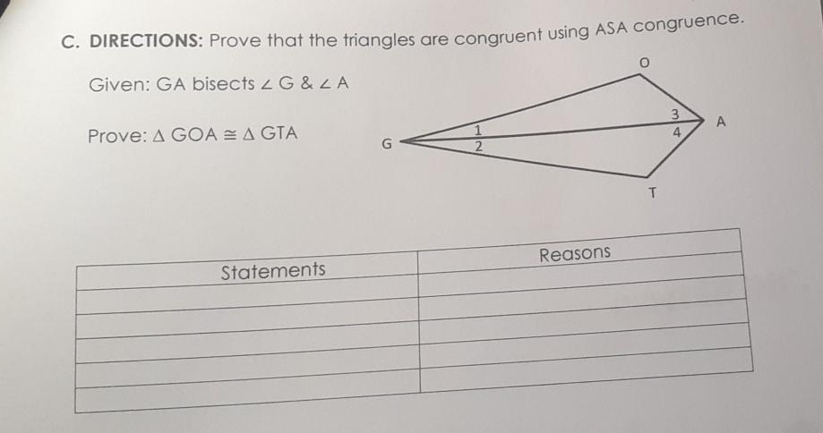 Solved DIRECTIONS: Write the corresponding congruence | Chegg.com