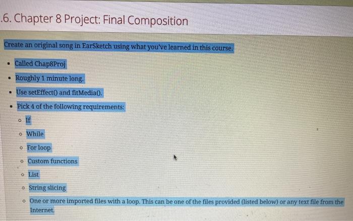 Solved .6. Chapter 8 Project: Final Composition Create an | Chegg.com