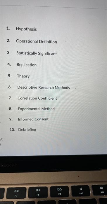 Solved 1. Hypothesis 2. Operational Definition 3. | Chegg.com