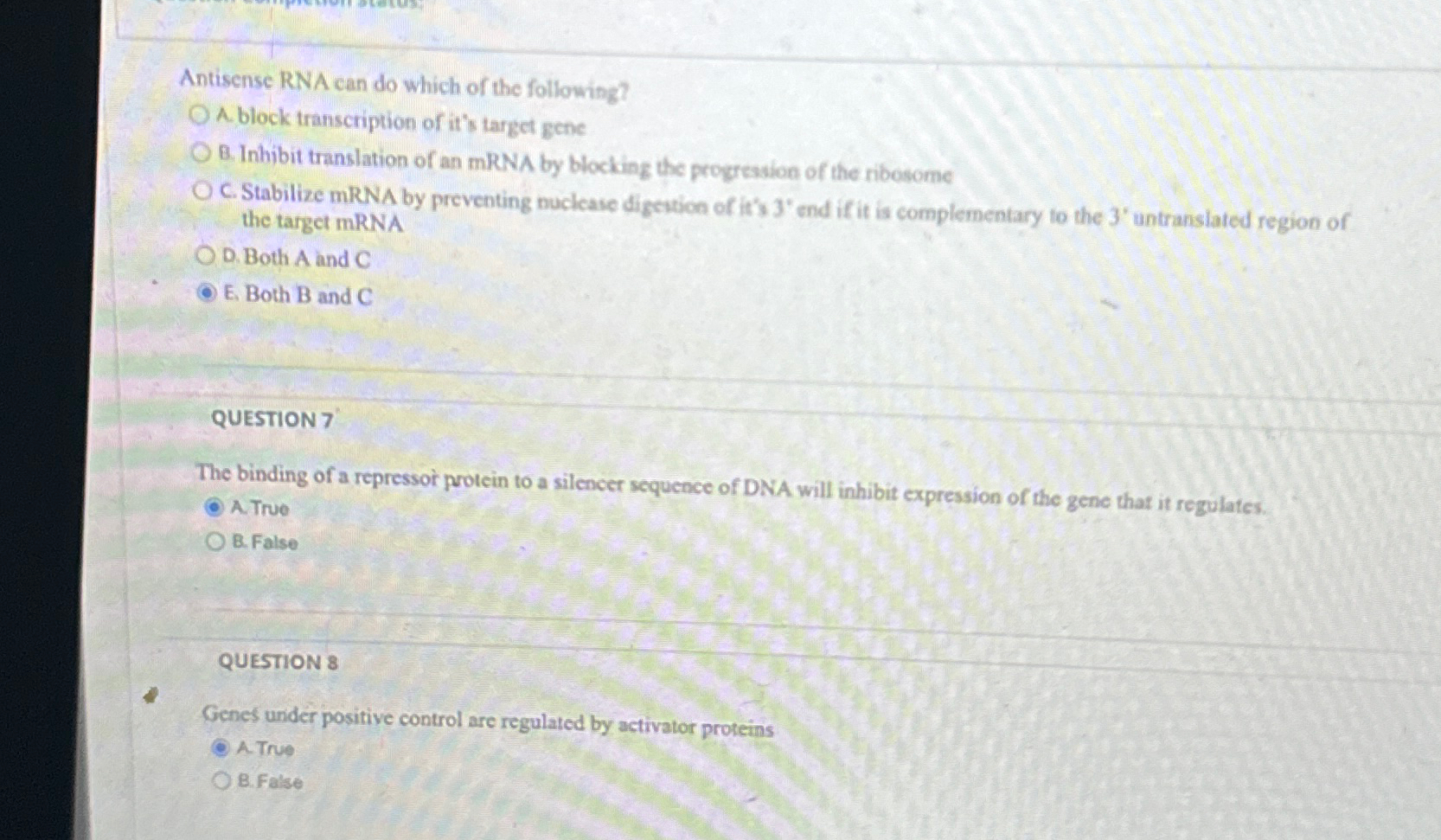 Solved Antisense RNA can do which of the following?A. ﻿block | Chegg.com