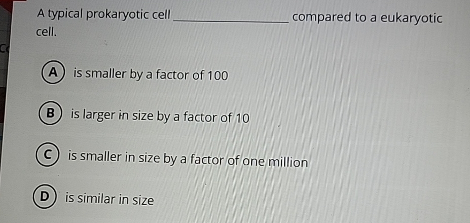 Solved A typical prokaryotic cel ﻿compared to a eukaryotic | Chegg.com