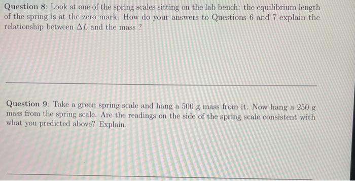 Question 8: Look at one of the spring scales sitting | Chegg.com