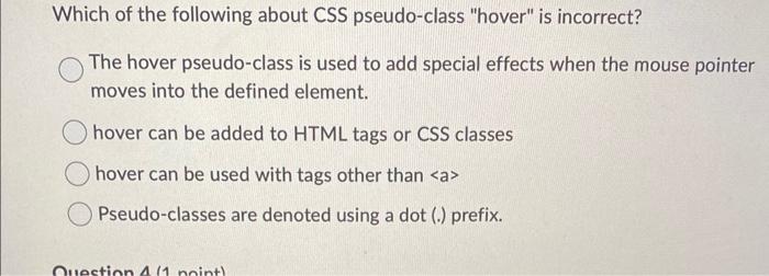 Solved Which Of The Following Is An Invalid Selector In Css 1908