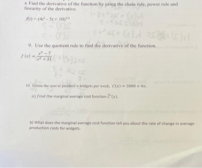Solved 8. Find the derivative of the function by using the | Chegg.com