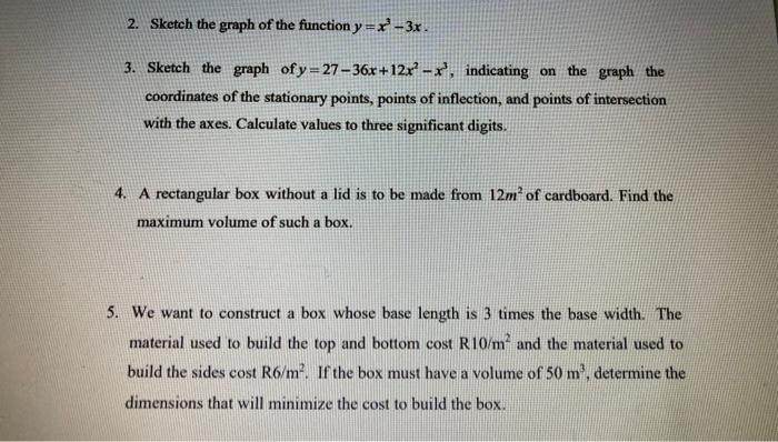 Solved 2. Sketch the graph of the function y=x²-3x. 3. | Chegg.com