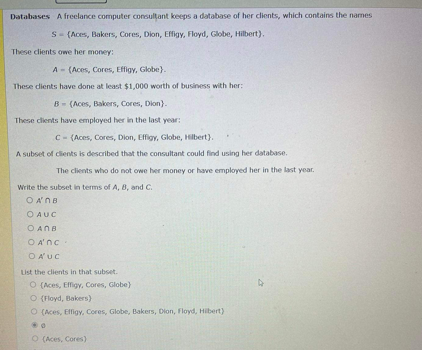 Solved Databases A freelance computer consultant keeps a | Chegg.com