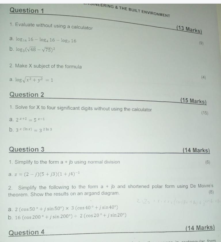 Solved 1. Evaluate without using a calculator (13 Marks) a. | Chegg.com