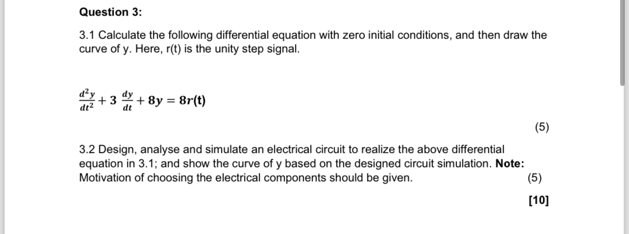 Question 3:3.1 ﻿Calculate the following differential | Chegg.com