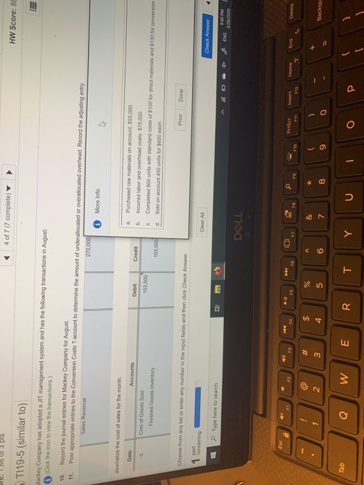 Solved te: 1.86 01 3 pts 4 of 7 (7 complete) HW Score: 88 | Chegg.com