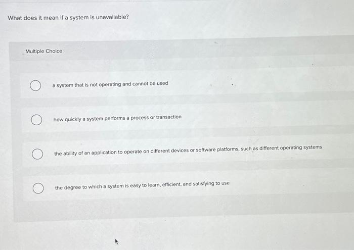 Solved What does it mean if a system is unavailable? | Chegg.com