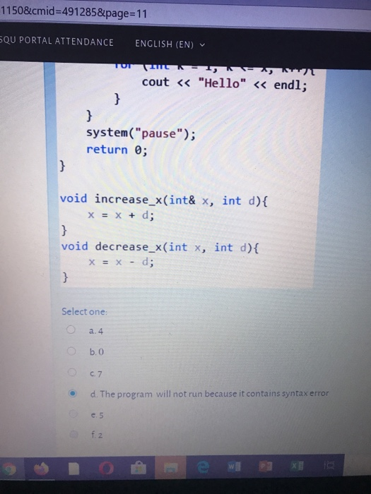 Solved stion #include #include using namespace std; int x = | Chegg.com