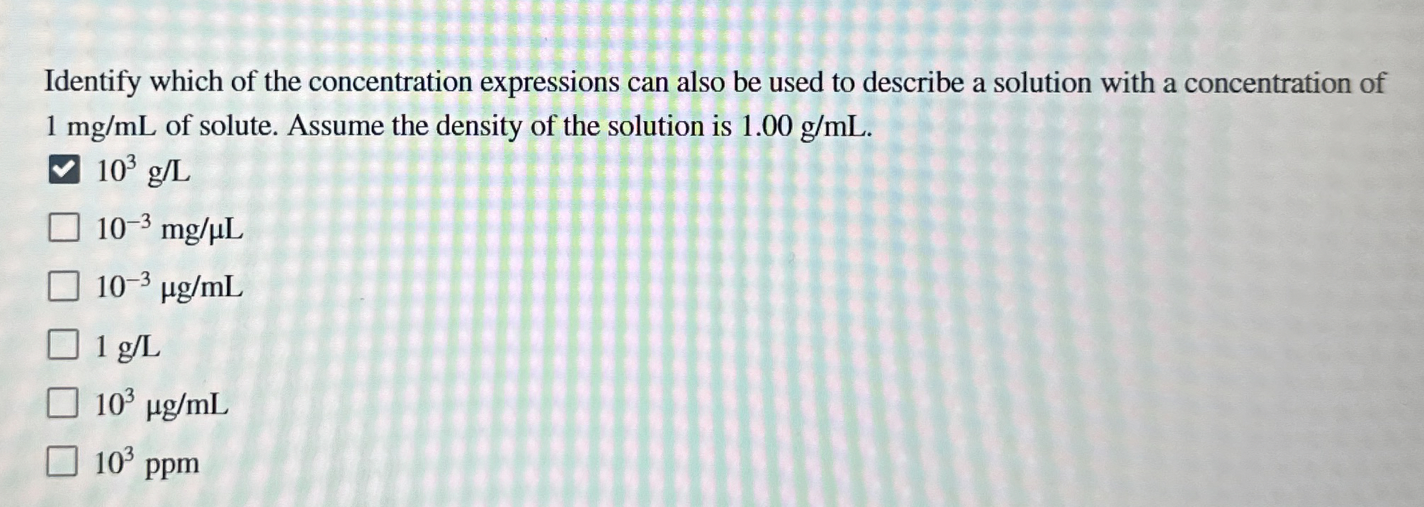 Identify which of the concentration expressions can | Chegg.com