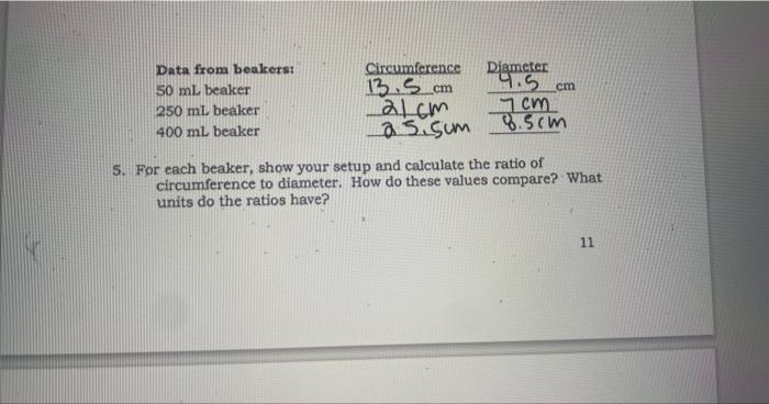 Solved 5. For each beaker, show your setup and calculate the | Chegg.com