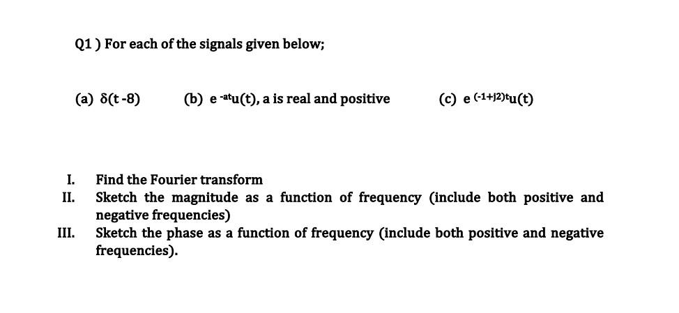 Solved Q1) For each of the signals given below; (a) δ(t−8) | Chegg.com