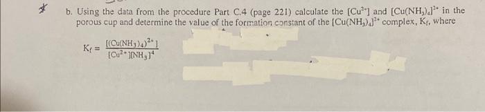 b. Using the data from the procedure Part C.4 (page | Chegg.com