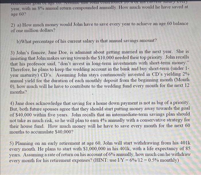 Solved Section 1: Problem Statement John Smith is 30 years | Chegg.com