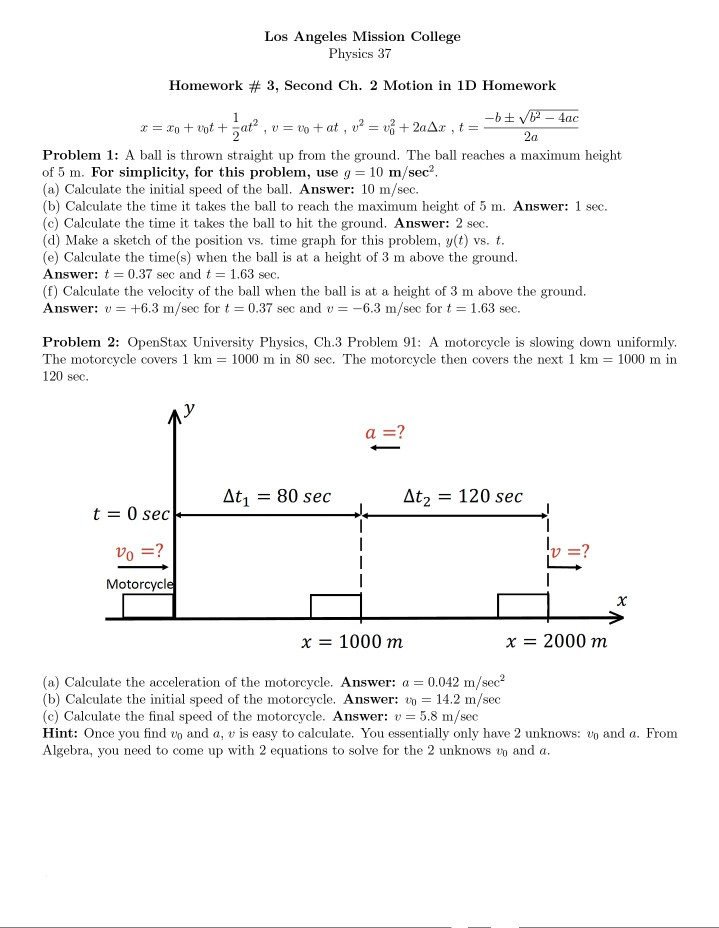 Solved Los Angeles Mission College Physics 37 Homework #3, | Chegg.com