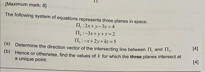 Solved The following system of equations represents three | Chegg.com
