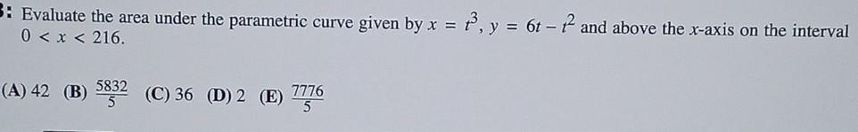 Solved 3: Evaluate the area under the parametric curve given | Chegg.com